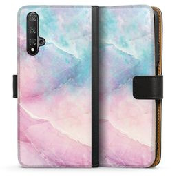 DeinDesign Handyhülle Marmor Abdruck Pastell Iridescent Marble, Huawei Nova 5T Hülle Handy Flip Case Wallet Cover Handytasche Leder, schwarz