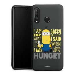 DeinDesign Handyhülle Minions Kevin Banane Minions Hungry, Huawei P30 Lite Silikon Hülle Premium Case Handy Schutzhülle, schwarz