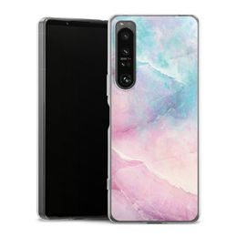 DeinDesign Handyhülle Marmor Abdruck Pastell Iridescent Marble, Sony Xperia 1 IV Silikon Hülle Bumper Case Handy Schutzhülle, weiß