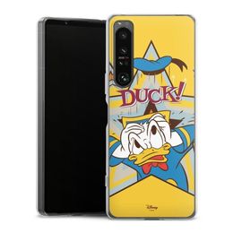 DeinDesign Handyhülle Donald Duck Disney Offizielles Lizenzprodukt DUCK!, Sony Xperia 1 IV Silikon Hülle Bumper Case Handy Schutzhülle, weiß