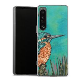 DeinDesign Handyhülle Tiere Vogel Malerei Kingfisher, Sony Xperia 1 IV Silikon Hülle Bumper Case Handy Schutzhülle, weiß
