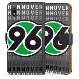 DeinDesign Handyhülle Offizielles Lizenzprodukt Hannover 96 - H96, Huawei Y5 (2019) Hülle Handy Flip Case Wallet Cover Handytasche Leder, schwarz