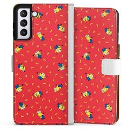 DeinDesign Handyhülle Minions Ich – Einfach unverbesserlich Banane Minion Pattern Red, Samsung Galaxy S21+ 5G Hülle Handy Flip Case Wallet Cover, weiß