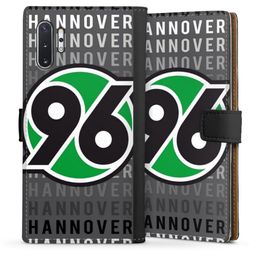 DeinDesign Handyhülle Offizielles Lizenzprodukt Hannover 96 - H96, Samsung Galaxy Note 10 Plus Hülle Handy Flip Case Wallet Cover, schwarz