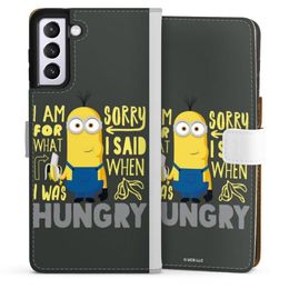 DeinDesign Handyhülle Minions Kevin Banane Minions Hungry, Samsung Galaxy S21+ 5G Hülle Handy Flip Case Wallet Cover, weiß