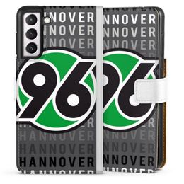 DeinDesign Handyhülle Offizielles Lizenzprodukt Hannover 96 - H96, Samsung Galaxy S21 5G Hülle Handy Flip Case Wallet Cover, weiß