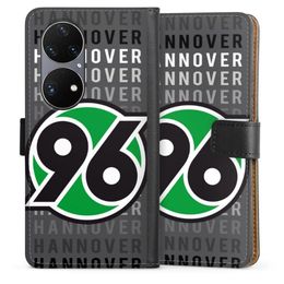 DeinDesign Handyhülle Offizielles Lizenzprodukt Hannover 96 - H96, Huawei P50 Pro Hülle Handy Flip Case Wallet Cover Handytasche Leder, schwarz