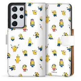 DeinDesign Handyhülle Ich – Einfach unverbesserlich Minions Kevin Minion Pattern White, Samsung Galaxy S21 Ultra 5G Hülle Handy Flip Case Wallet Cover