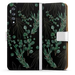 DeinDesign Handyhülle Eukalyptus Blätter Natur Eukalyptusblätter Black, Huawei P20 Pro Hülle Handy Flip Case Wallet Cover Handytasche Leder, weiß