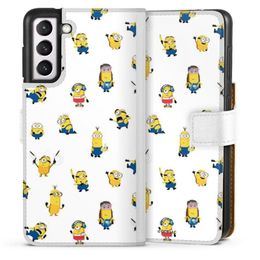 DeinDesign Handyhülle Ich – Einfach unverbesserlich Minions Kevin Minion Pattern White, Samsung Galaxy S21 5G Hülle Handy Flip Case Wallet Cover, weiß