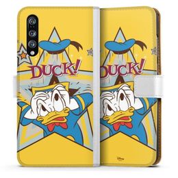 DeinDesign Handyhülle Donald Duck Disney Offizielles Lizenzprodukt DUCK!, Huawei P20 Pro Hülle Handy Flip Case Wallet Cover Handytasche Leder, weiß