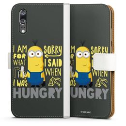 DeinDesign Handyhülle Minions Kevin Banane Minions Hungry, Huawei P20 Hülle Handy Flip Case Wallet Cover Handytasche Leder, weiß