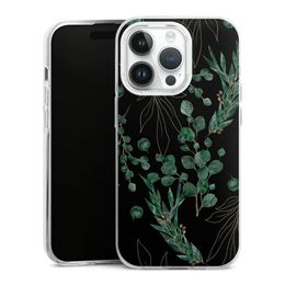 DeinDesign Handyhülle Eukalyptus Blätter Natur Eukalyptusblätter Black, Apple iPhone 14 Pro Silikon Hülle Bumper Case Handy Schutzhülle, weiß