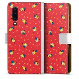 DeinDesign Handyhülle Minions Ich – Einfach unverbesserlich Banane Minion Pattern Red, Huawei P30 Hülle Handy Flip Case Wallet Cover Handytasche Leder