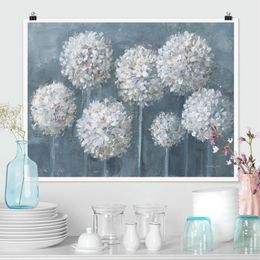 Bilderwelten Poster Blumen blau modern matt gl&auml;nzend selbstklebend - Luftige Bl&uuml;ten II - Wohnzimmer Schlafzimmer