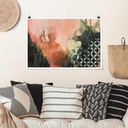 Bilderwelten Poster originell gr&uuml;n modern matt gl&auml;nzend selbstklebend - Abstrakte Schichten - Wohnzimmer Schlafzimmer