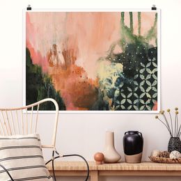 Bilderwelten Poster originell gr&uuml;n modern matt gl&auml;nzend selbstklebend - Abstrakte Schichten - Wohnzimmer Schlafzimmer
