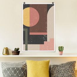 Bilderwelten Poster originell beige Illustration matt gl&auml;nzend selbstklebend - Das gute Leben - Wohnzimmer Schlafzimmer