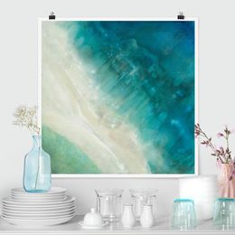 Poster Strandblick mit Meer aus der Vogelperspektive