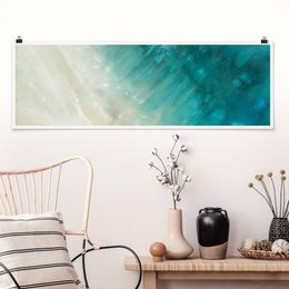 Bilderwelten Poster originell t&uuml;rkis modern matt gl&auml;nzend selbstklebend - Strandblick mit Meer aus der Vogelperspektive - Wohnzimmer Schlafzimmer