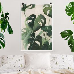 Bilderwelten Poster originell beige Tropisch matt gl&auml;nzend selbstklebend - Tropische Pflanzenstudie II - Pflanzen Wohnzimmer Schlafzimmer