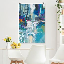 Bilderwelten Poster originell blau modern matt gl&auml;nzend selbstklebend - Bewegung - Wohnzimmer Schlafzimmer
