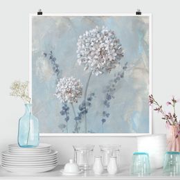 Bilderwelten Poster Blumen blau modern matt gl&auml;nzend selbstklebend - Luftige Bl&uuml;ten - Wohnzimmer Schlafzimmer