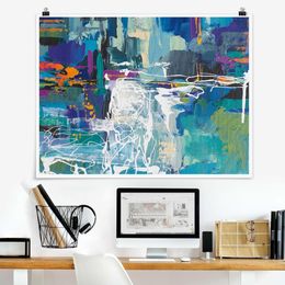 Bilderwelten Poster originell blau modern matt gl&auml;nzend selbstklebend - Bewegung - Wohnzimmer Schlafzimmer