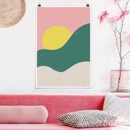 Bilderwelten Poster originell beige Illustration matt gl&auml;nzend selbstklebend - Sonnenj&auml;ger II - Wohnzimmer Schlafzimmer