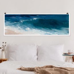 Bilderwelten Poster Strand blau modern matt gl&auml;nzend selbstklebend - Abendflut - K&uuml;ste Wohnzimmer Schlafzimmer