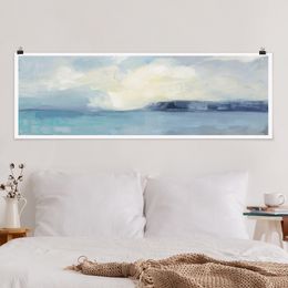 Bilderwelten Poster Strand blau modern matt gl&auml;nzend selbstklebend - Die Halbinsel - Meerblick Wohnzimmer Schlafzimmer