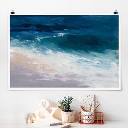 Bilderwelten Poster Strand blau modern matt gl&auml;nzend selbstklebend - Abendflut - K&uuml;ste Wohnzimmer Schlafzimmer