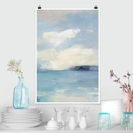 Bilderwelten Poster Strand blau modern matt gl&auml;nzend selbstklebend - Die Halbinsel - Meerblick Wohnzimmer Schlafzimmer