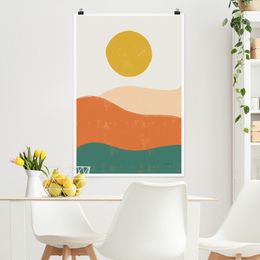 Bilderwelten Poster originell rosa Illustration matt gl&auml;nzend selbstklebend - Sonnenj&auml;ger - Wohnzimmer Schlafzimmer