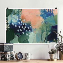 Bilderwelten Poster originell orange modern matt gl&auml;nzend selbstklebend - Abstrakte Schichten II - Wohnzimmer Schlafzimmer