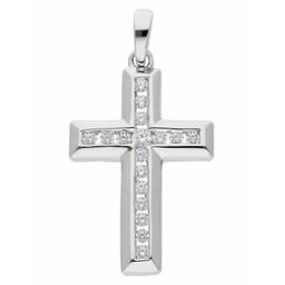 Adelia´s Adelia´s Kettenanhänger 925 Silber Kreuz Anhänger mit Zirkonia, mit Zirkonia Silberschmuck für Damen & Herren, silberfarben