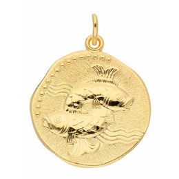 Adelia´s Adelia´s Kettenanhänger 333 Gold Sternzeichen Anhänger Fisch Ø 18,2 mm, Goldschmuck für Damen & Herren, goldfarben