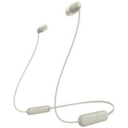 Sony WI-C100 In Ear Headset Bluetooth® Stereo Taupe Headset, Klang-Personalisierung, Lautstärkeregelung, Nackenband, Schweißresistent, Wasserabweisend