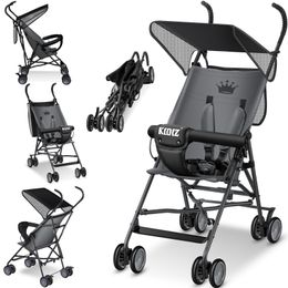 Kidiz® Kinderwagen CITY Buggy Kinderbuggy klappbar Sportwagen Faltbar 360° 4-Zoll-Räder Inkl. Sonnen- und Regenverdeck zusammenklappbar 5-Punkt-Sicherheitsgurt ab 6 Monate