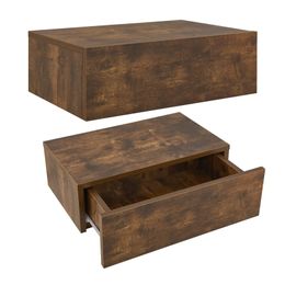 Juskys Wandregal Nachttisch h&auml;ngend 2er Set Holz 46x30x15 cm - 1 Schublade Nachtkommode Natur