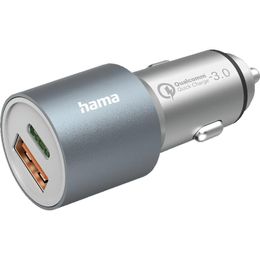 Hama 1x USB-C, USB-A PD/QC Kfz-Schnellladegerät Universal, Silber