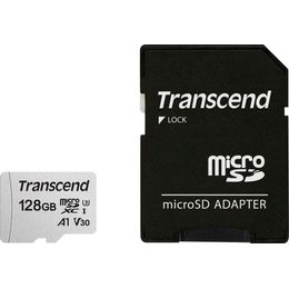 Transcend microSDXC 300S 128 GB Speicherkarte (128 GB, UHS Class 10, 100 MB/s Lesegeschwindigkeit), silberfarben