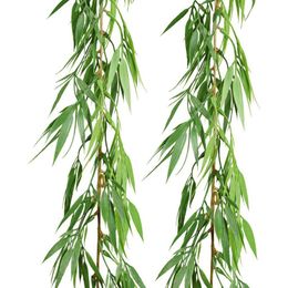 Kunstgirlande Bambusgirlande Bambus, Creativ green, Höhe 180 cm, 2er Set, grün