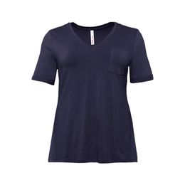 sheego Große Größen: T-Shirt aus Viskosequalität mit V-Ausschnitt, marine, Gr.48/50