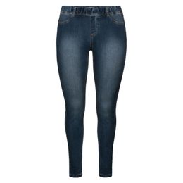 sheego Große Größen: Skinny Power-Stretch-Jeggings mit Stretchbund, dark blue Denim, Gr.48