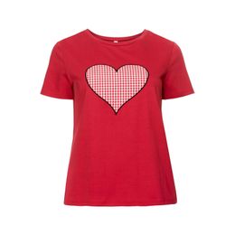 sheego Große Größen: Shirt mit Herzmotiv, mohnrot, Gr.56/58