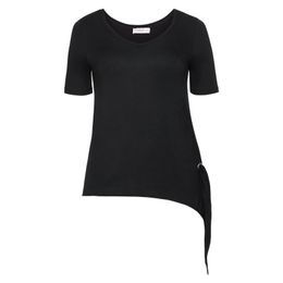 sheego Große Größen: Shirt mit V-Ausschnitt und Kurzarm, schwarz, Gr.48/50