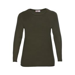 sheego Große Größen: Pullover mit Rollkanten an allen Abschlüssen, dunkelkhaki, Gr.48/50