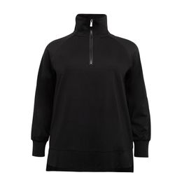 sheego Große Größen: Sweatshirt mit seitlichen Schlitzen, schwarz, Gr.56/58