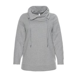 sheego Große Größen: Sweatshirt mit weitem Kragen, grau meliert, Gr.44/46